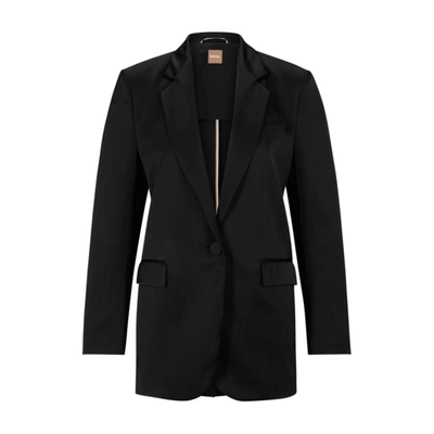 Hugo Boss Long-length Leather Jacket With Logo Lining In Black | ModeSens