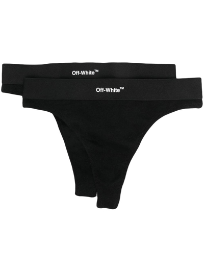 Off-white Set 2 Black Helvetica Logo Thongs | ModeSens