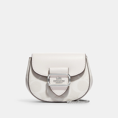 Coach Morgan Card Case On A Chain In Signature Canvas In Silver/chalk ...