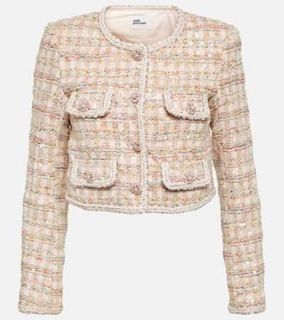 Self-portrait Pink Short Jacket With Paillettes And Jewel Buttons In ...