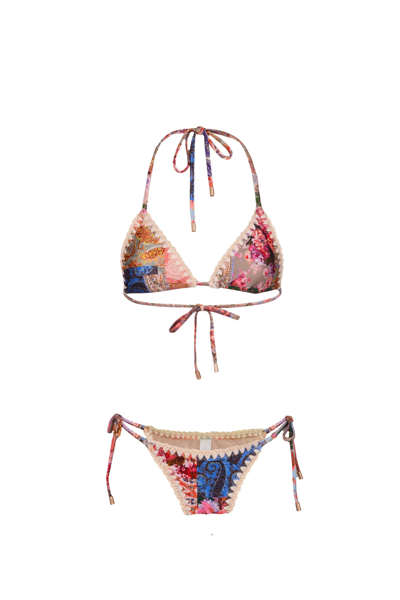 Zimmermann Devi Crochet Edge Bikini In Multicolor Modesens