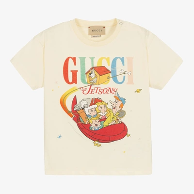 Gucci X The Jetsons Baby Printed Cotton T-shirt In Beige | ModeSens