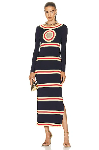 Rabanne Robe Dress In Navy & Gold | ModeSens