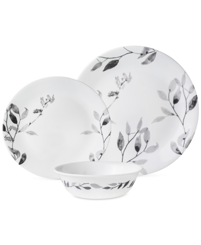 Corelle Boutique Misty Leaves 12-piece Dinnerware Set In Black | ModeSens