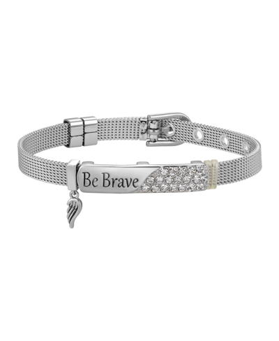 Unwritten Stainless Steel And Fine Silver Plated Be Brave Charm Mesh ...
