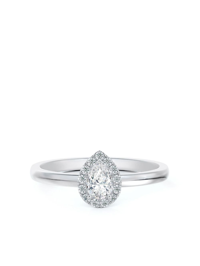 De Beers Jewellers Platinum Aura Diamond Solitaire Ring In Silver ...