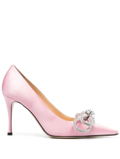 Mach & Mach Pre Mach & Mach Double Bow Satin Heel Pumps In Pink | ModeSens