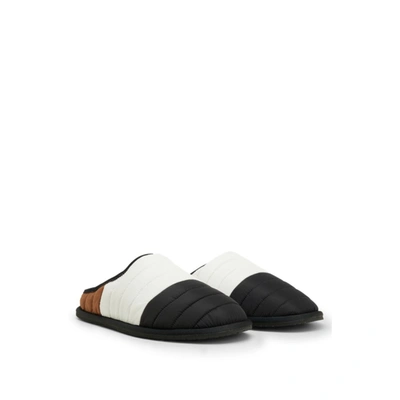 Hugo Boss Padded Slippers With Signature Stripe And Full Lining In ...