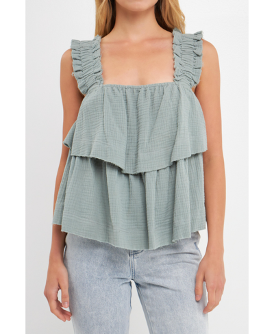 Free The Roses Women's Ruffled Straps With Tiered Top In Dusty Green ...