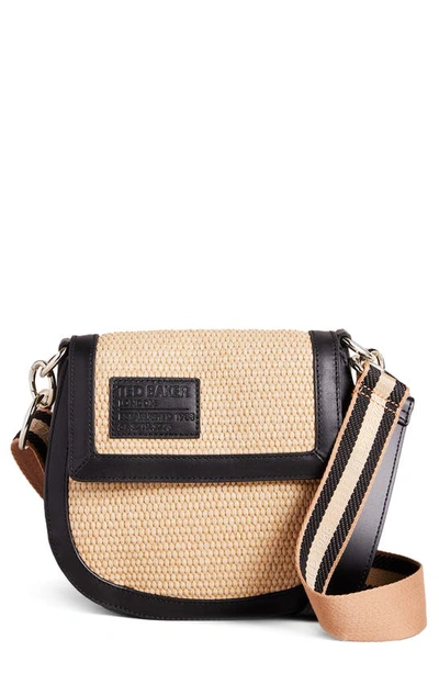 Ted Baker Staceli Branded Webbing, Leather & Raffia Crossbody Bag In ...