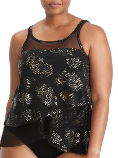 Miraclesuit Iridium Mirage Underwire Tankini Top In Black,multi | ModeSens