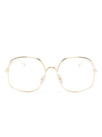 Loewe Logo-engraved Square-frame Glasses In Gold | ModeSens