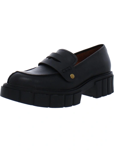 Vionic Elodie Womens Leather Lug Sole Loafers In Black | ModeSens