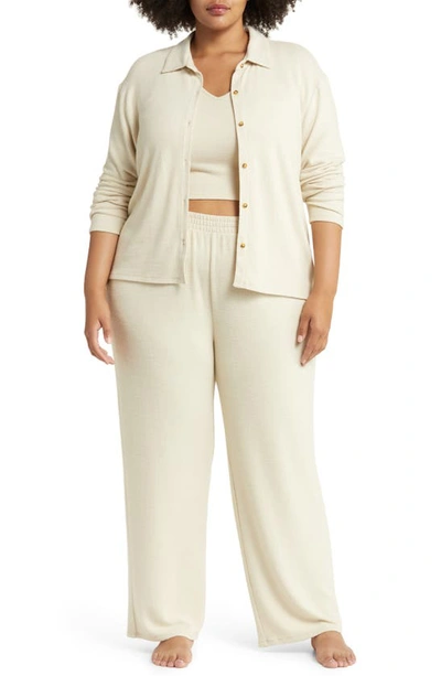 Open Edit 3-piece Cozy Cardi Pajamas In Beige Castle | ModeSens