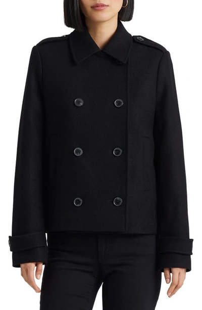 Ralph Lauren Wool Blend Peacoat In Black | ModeSens