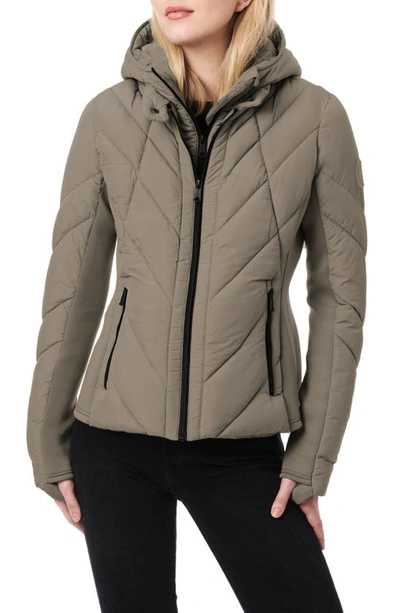Bernardo Chevron Quilted Lightweight Puffer Jacket In Liquid Metal ...