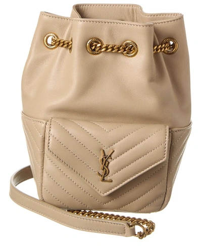 Saint Laurent Joe Mini Quilted Leather Bucket Bag In Beige | ModeSens