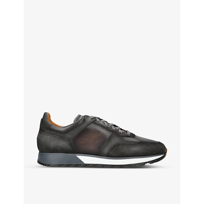 Magnanni Murgon Mica Logo-embossed Leather Low-top Trainers In Grey ...