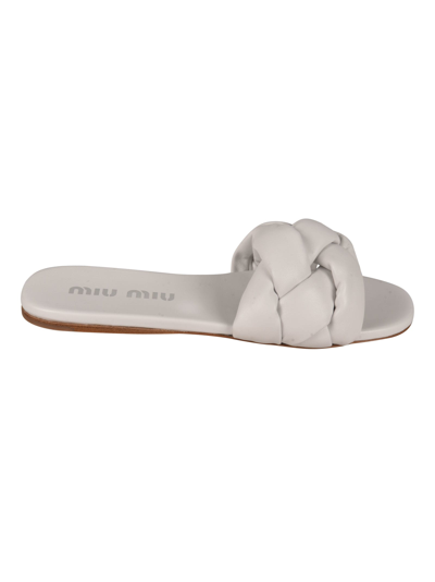 Miu Miu Criss-cross Sliders In White | ModeSens