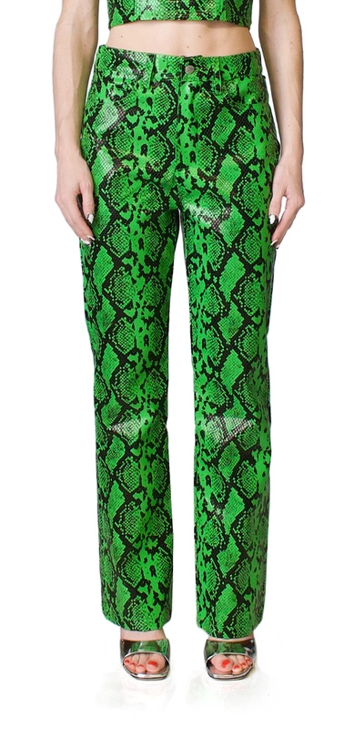 Simon Miller Natty Snake Printed Leather Pants In Grass Green | ModeSens