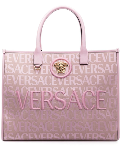 Versace Small Allover Tote Bag In Pink | ModeSens