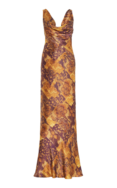 Mirror Palais Exclusive Cowl Silk Dress In Gold | ModeSens