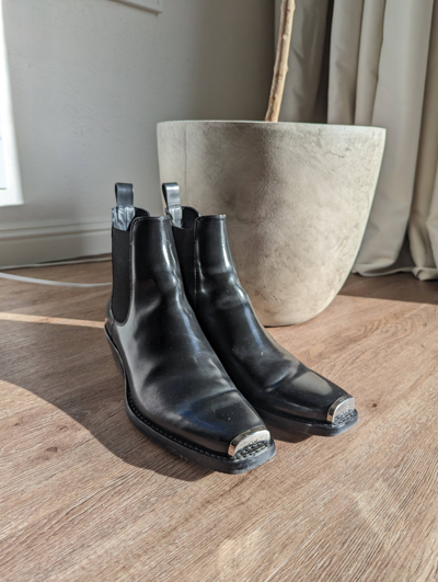 Pre-owned Calvin Klein 205w39nyc X Raf Simons Metal Toe Cap Chris Boot In Brown | ModeSens