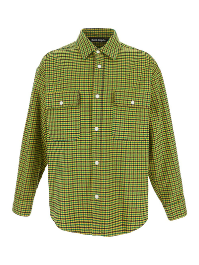 Palm Angels Micro Check Overshirt In Yellow | ModeSens