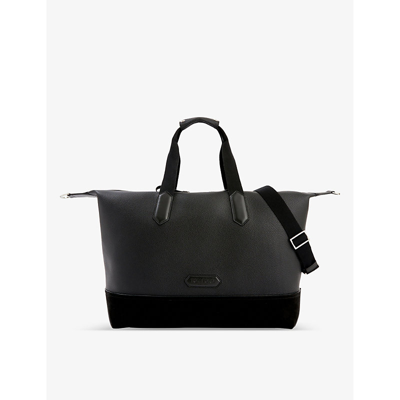 Tom Ford Men's Suede Leather Large Holdall Tote Bag In Black | ModeSens