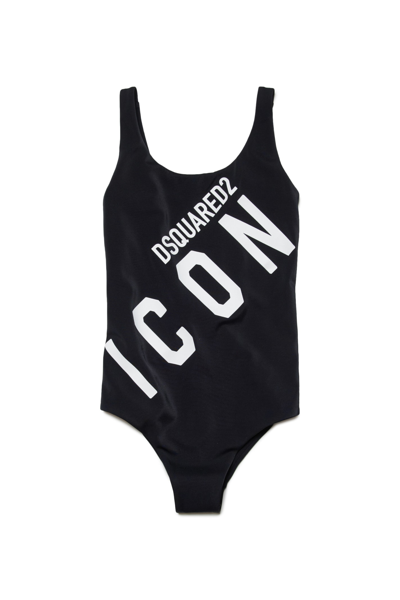Dsquared2 Kids' D2m89f-icon Swimsuit Dsquared Black One-piece Swimsuit ...