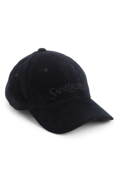 Saint Laurent Logo-embroidered Cotton-cordurory Baseball Cap In Black ...