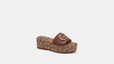 Coach Outlet Eloise Sandal In Signature Chambray In Brown | ModeSens