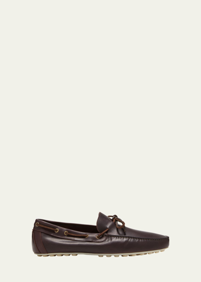 Loro Piana Men's Dot Sole Roadster Leather Drivers In Light Chocolate ...