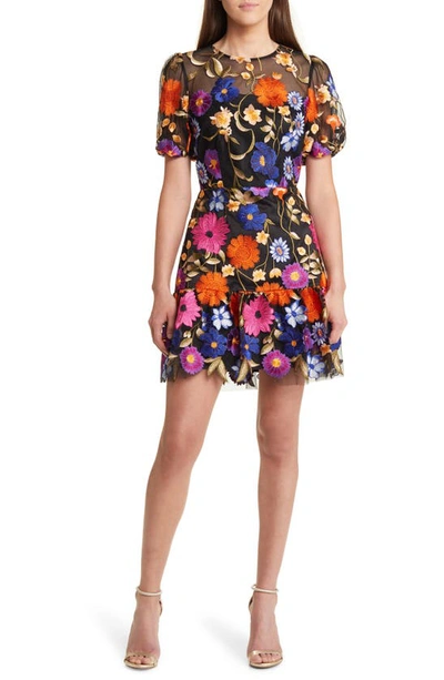 Milly Women's Yasmin Embroidered Floral Minidress In Black Multi | ModeSens