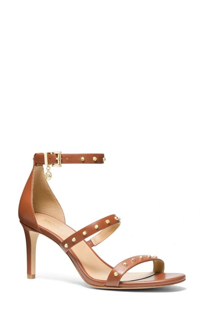 Michael Michael Kors Koda Studded Ankle Strap Sandal In Luggage | ModeSens