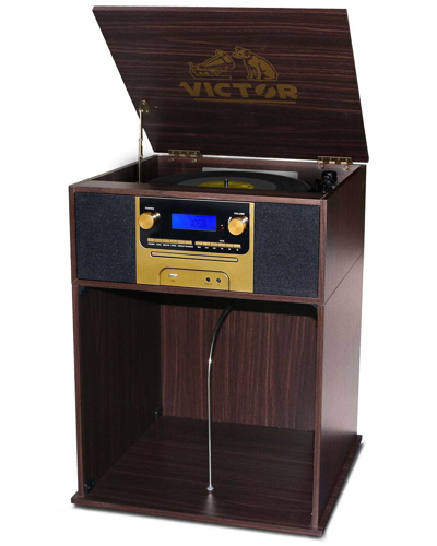Victor Audio Victor Espresso Boyleston 7-in-1 Turntable Music Center In ...