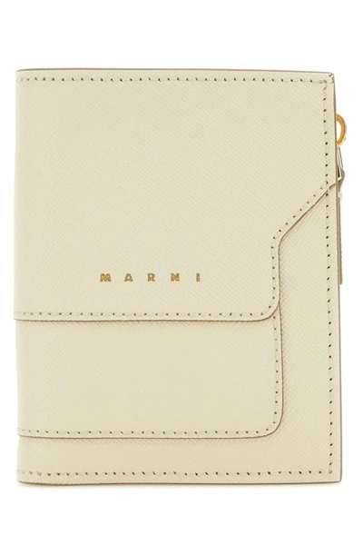 Marni Woman Ivory Leather Wallet In White | ModeSens