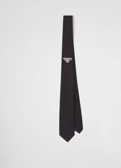 Pre-owned Prada Re-nylon Gabardine Tie In Black | ModeSens