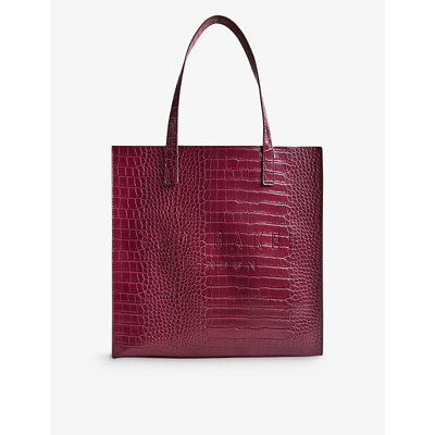 Ted Baker Croccon Faux-leather Shopper Tote Bag In Dp-purple | ModeSens