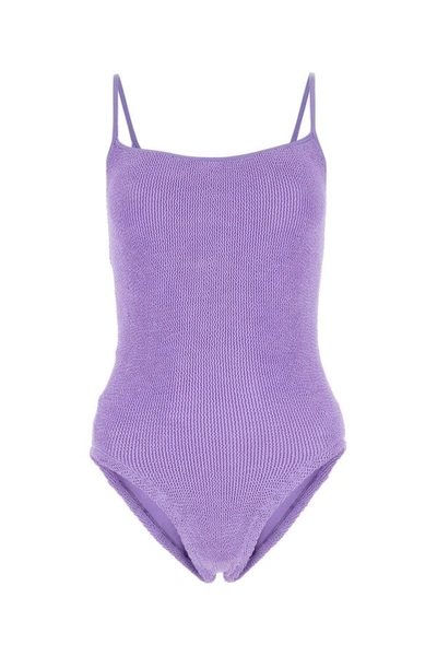 Hunza G Woman Lilac Stretch Nylon Pamela Swimsuit In Purple | ModeSens