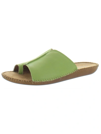 Auditions Sprint Womens Leather Slip On Slide Sandals In Green | ModeSens