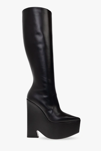 Versace Triplatform Knee High Platform Wedge Boot In New | ModeSens