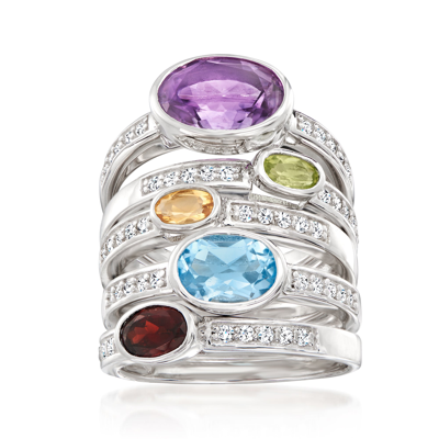 Ross-simons Multi-stone Jewelry Set: 5 Rings In Sterling Silver | ModeSens