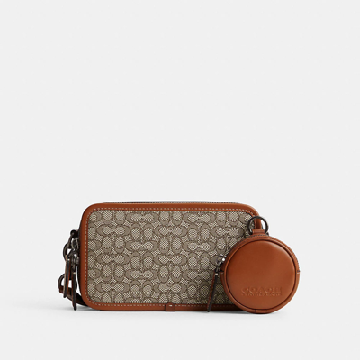 Coach Charter Slim Crossbody In Micro Signature Jacquard In Cocoa ...