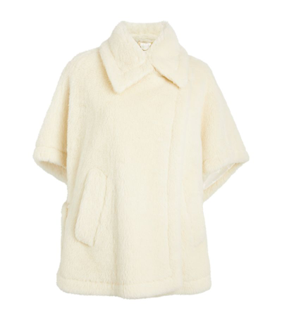 Max Mara Teddy Wrap-around Cape In White | ModeSens