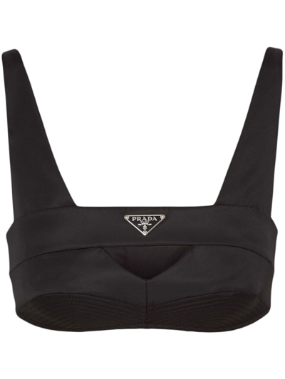 Prada Triangle-logo Bralette In Black | ModeSens