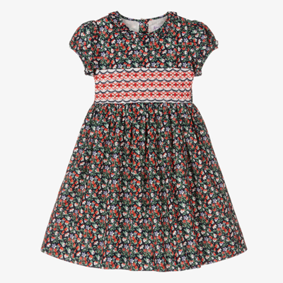 Rachel Riley Kids' Girls Blue Hand-smocked Cotton Dress | ModeSens