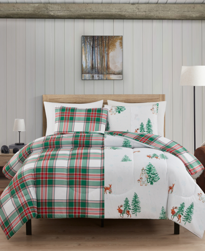 Keeco Holiday Deer Reversible 3-piece Comforter Set, Created For Macy's ...