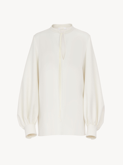 Chloé Open-neck Tunic Beige Size 6 99% Virgin Wool, 1% Elastane | ModeSens