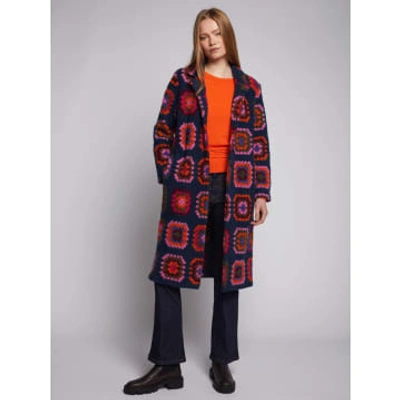 Vilagallo Yana Coat Crochet Design Navy In Blue | ModeSens